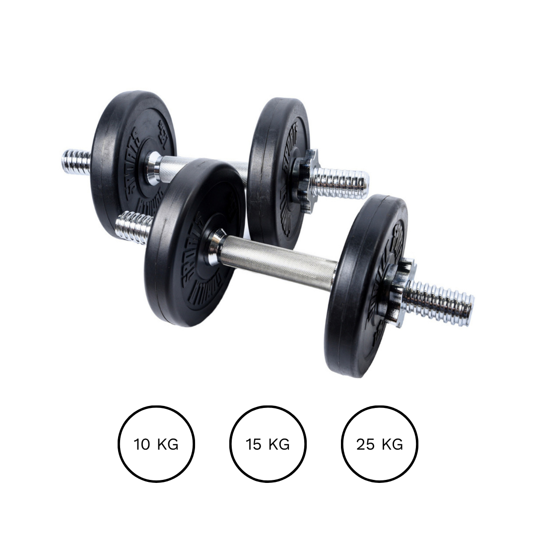 Set gantere reglabile 10 - 25 KG cu discuri din ciment Gorilla Sports